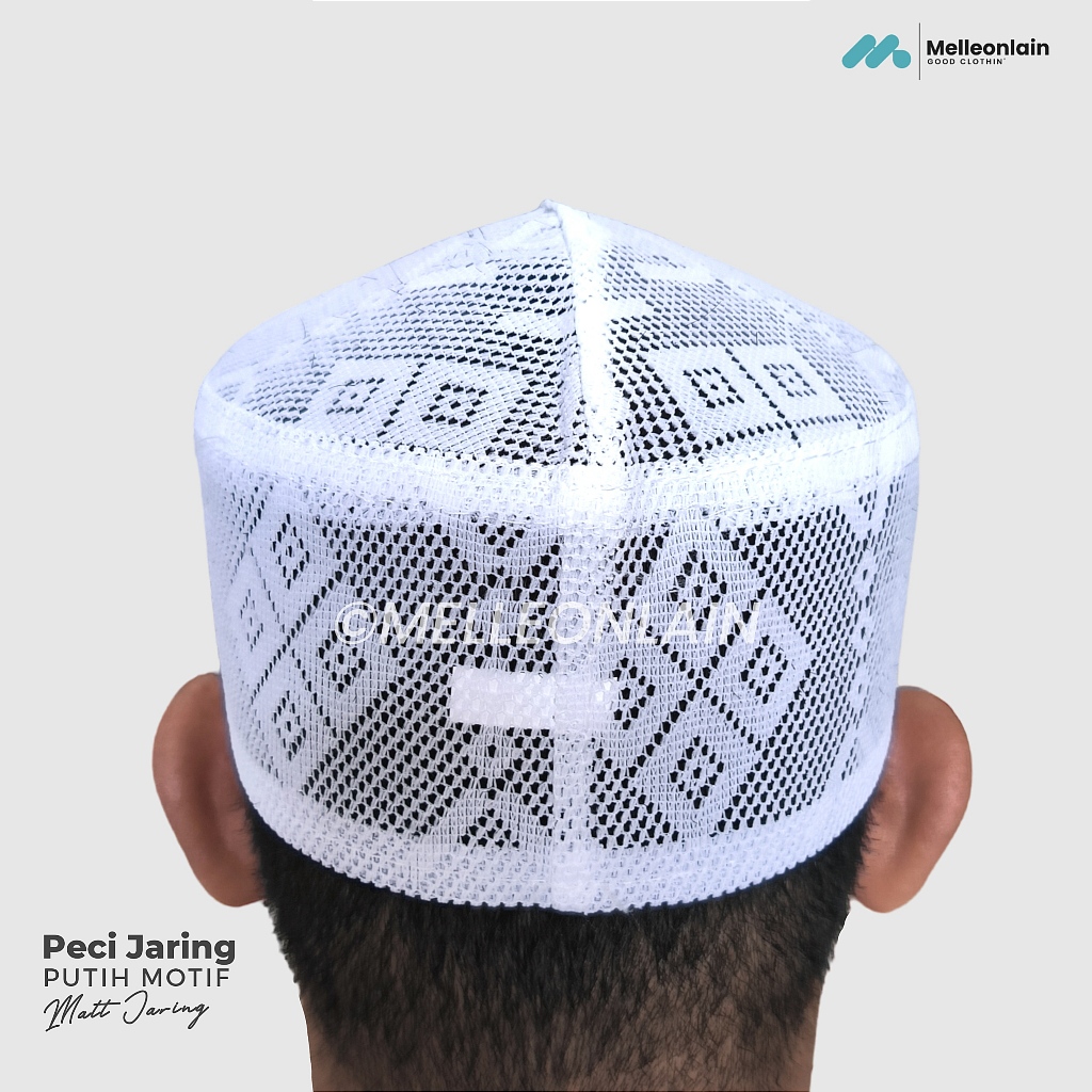 PUTIH Plain White Net Cap Cap With Habib's Songkok Motif Pattern ...