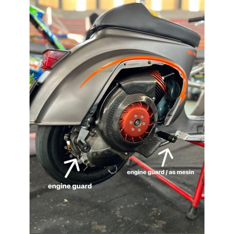 MESIN Engine guard vespa pts special darling etc plastic protector ...