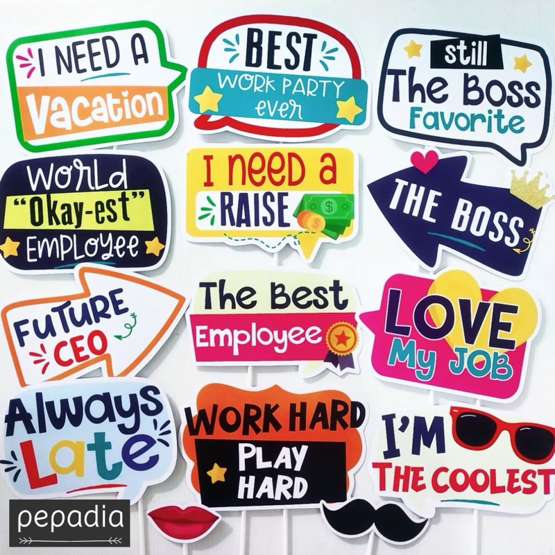 EMPLOYEE OFFICE WORK THEMES OFFICE PROPS PHOTOBOOTH | Shopee Malaysia