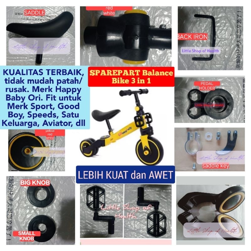 SPAREPART SPARE PART SMALL BALANCE BIKE 3 IN 1 HAPPY BABY NUT BOLT HOOK WHEEL | Shopee Malaysia