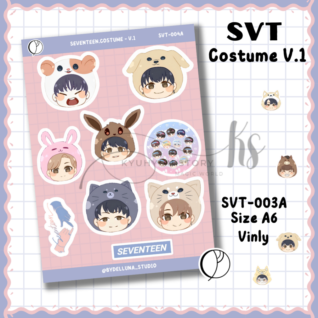 Kpop Seventeen Costume Chibi Sticker Cute Anime Cartoon Journal Sticker ...