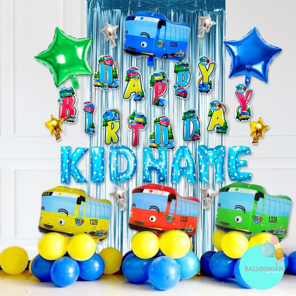 Tayo Complete With FOIL Balloons/Children's BIRTHDAY Decorations/Little ...