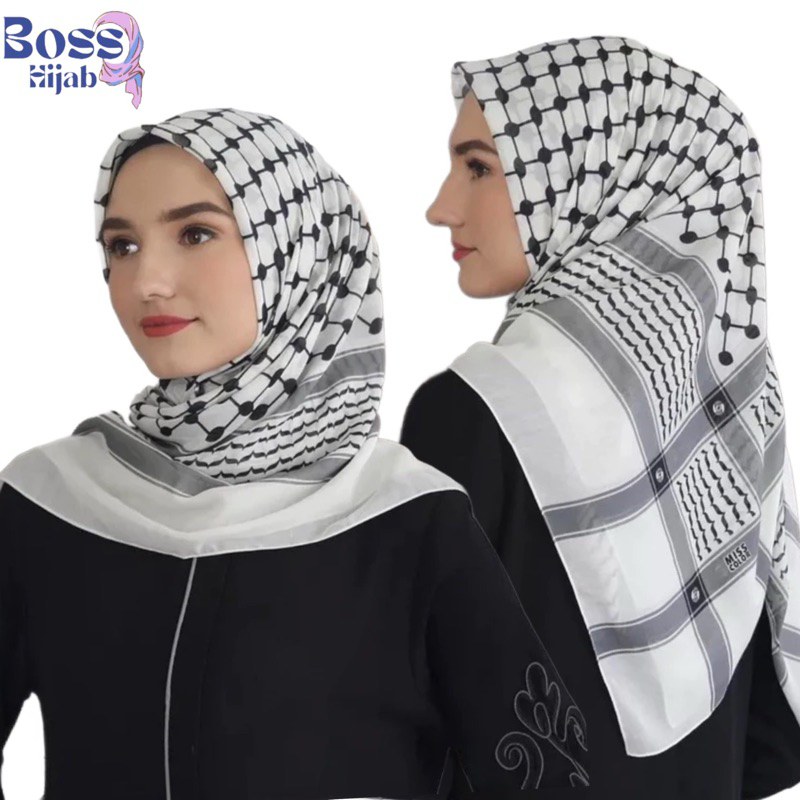 Square turban motif Square hijab 110x110cm voal motif lasercut printing ...