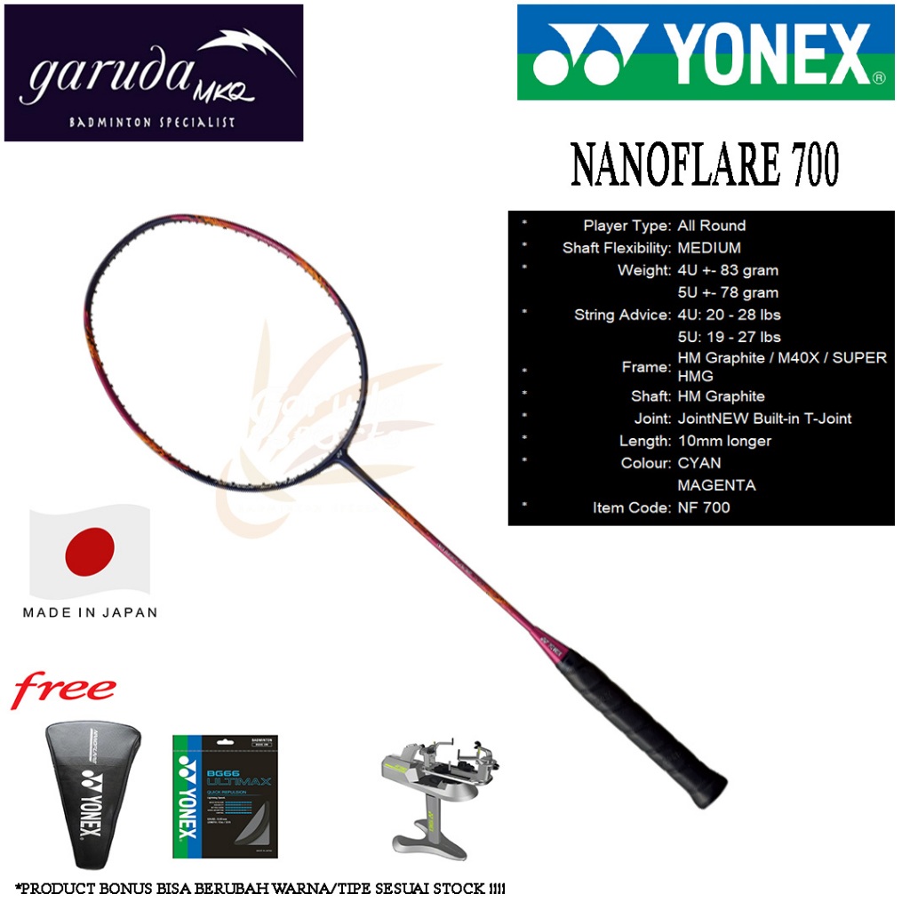 Yonex NANOFLARE 700/YONEX NF 700 MAGENTA BADMINTON Racket | Shopee Malaysia