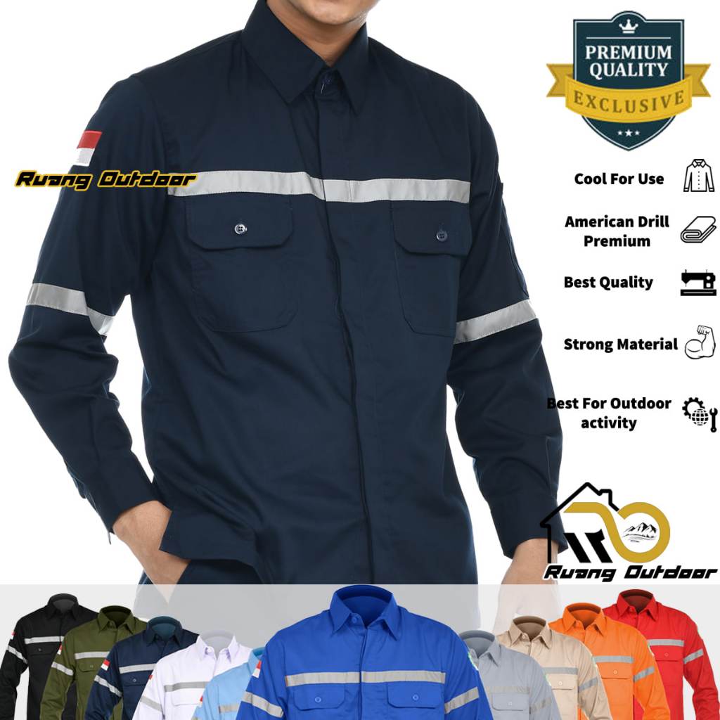 MESIN KEMEJA Wearpack SHIRT TOP SAFETY CLOTHING K3 Outdoor PREMIUM LONG ...