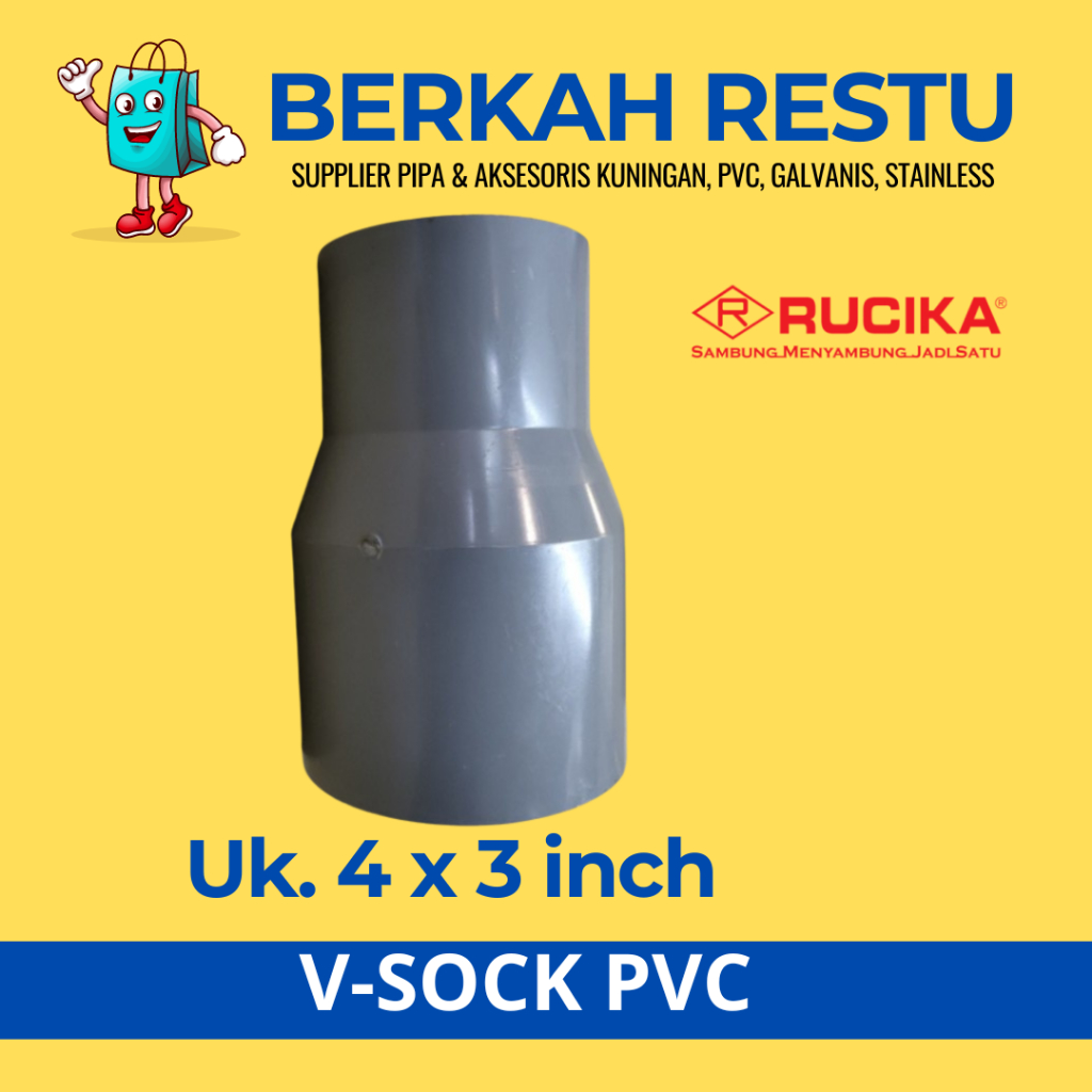 Reducer Sok/Vlok Sok PVC 4" x 3" Inch Rucika AW | Shopee Malaysia