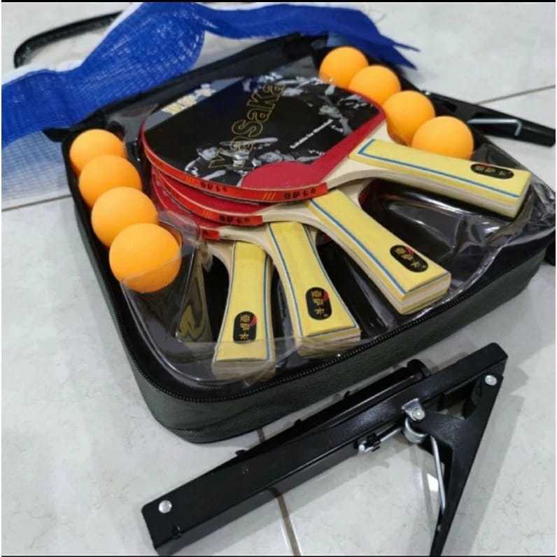 YASAKA PINGPONG BAD SET CONTAINS 4 + POLE + NET + BALL 1 COMPLETE SET ...