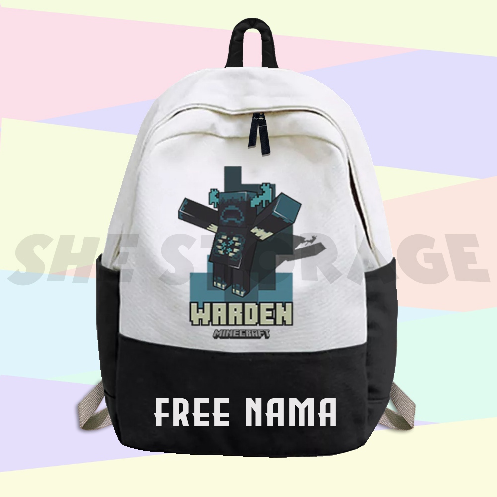 (FREE Print Name) Children's Backpack/WARDEN MINECRAFT Children's ...