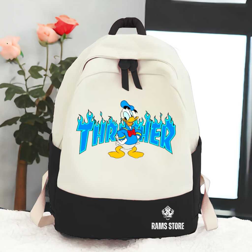 Newest THRASHER DONAL DUCK Printed School Backpack for Boys, Elementary ...