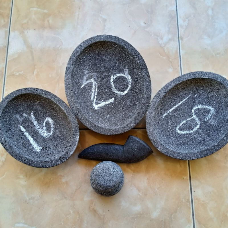 Cobek Layah Coet Oval Mount Merapi Stone Set | Shopee Malaysia