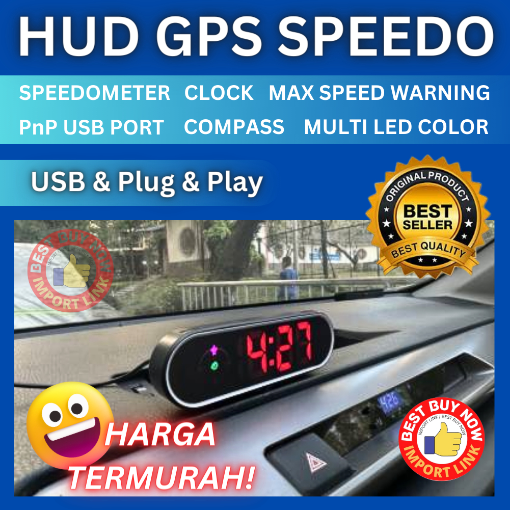 Hud USB All Cars Speedometer Odo GPS Compass Altimeter Max Speed Alarm ...