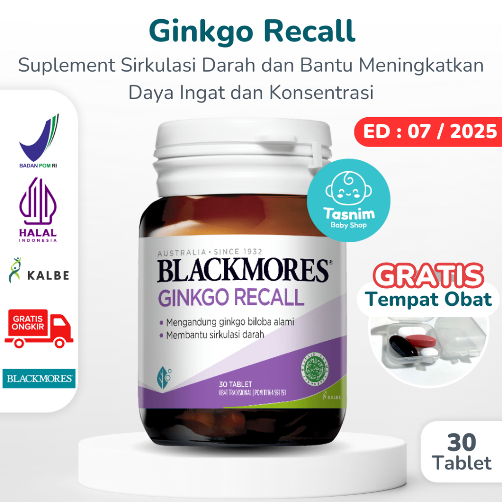 Tbs - Blackmores - Ginkgo Recall Tabs - Kalbe 30 Tablets - BPOM - Halal ...