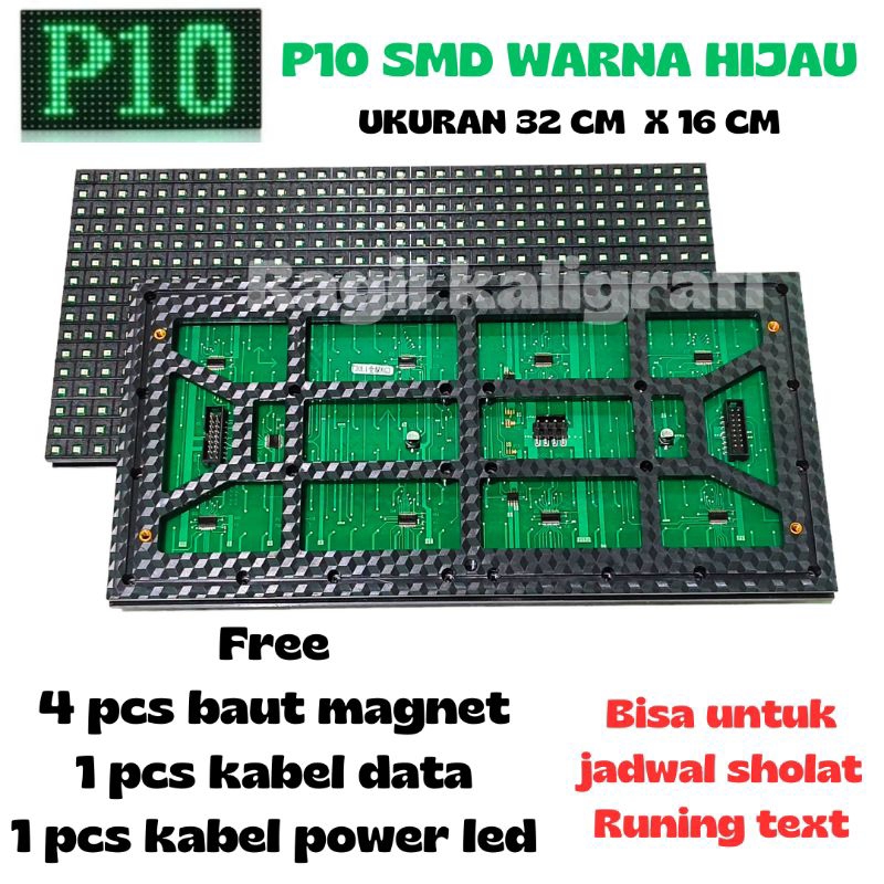 HIJAU Single color green p10 led panel module - single color green p10 smd led panel | Shopee ...