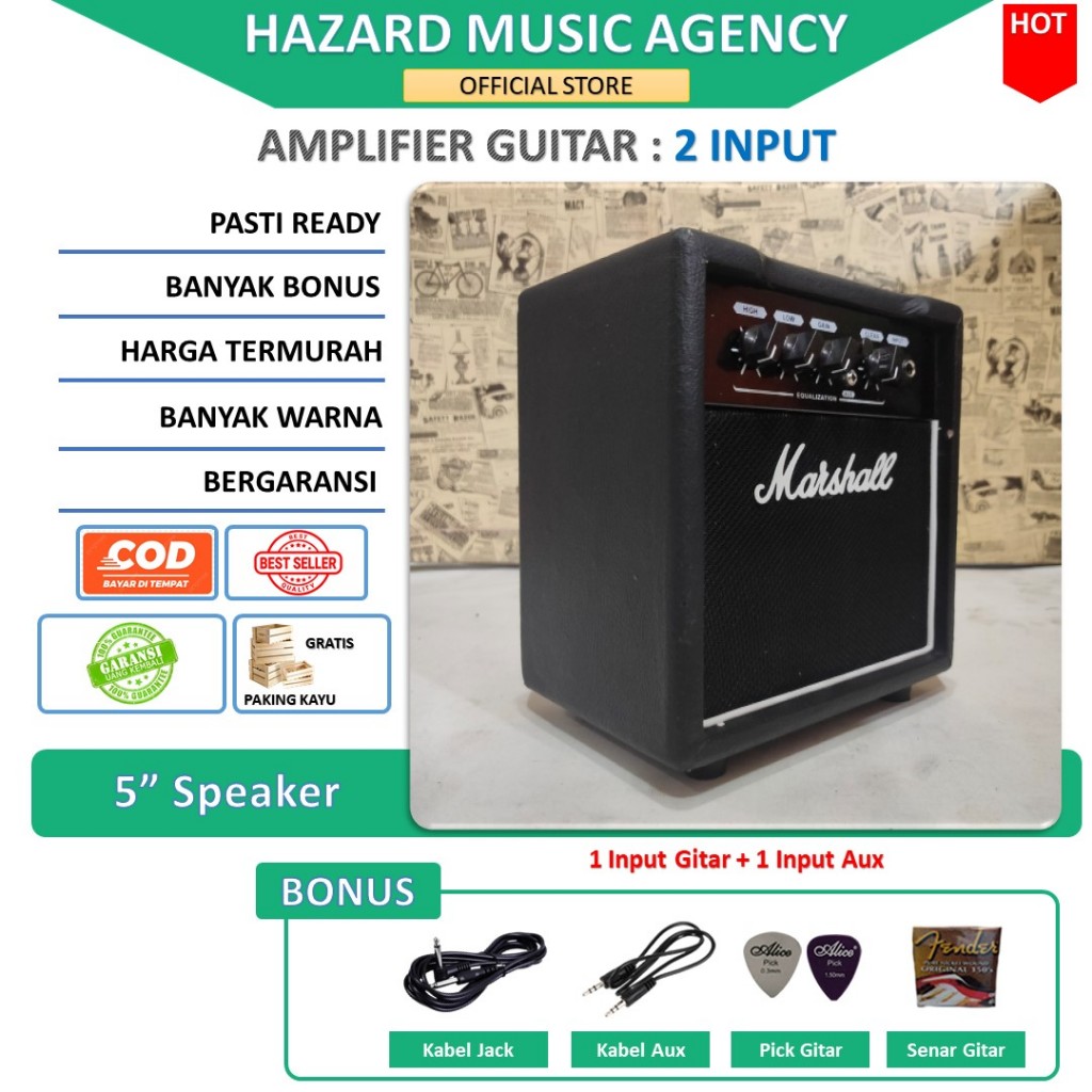 Guitar & bass Amp 5 inch marshall 2 input With clean & Distortion ...