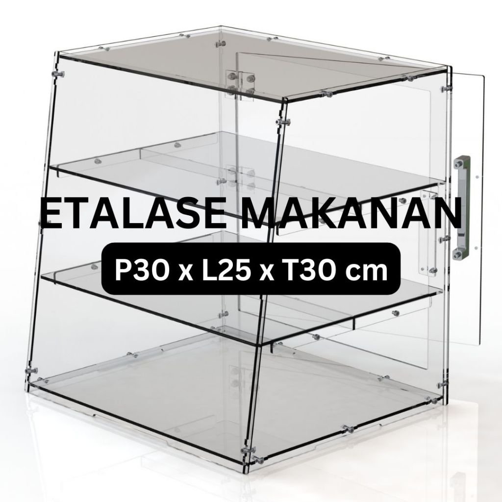 Slanted Front Side Food Display Showcase Flat Shelf Magnetic Door Size ...