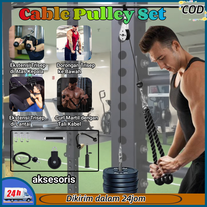 MESIN Pulley Cable System Set Wannalife | Gym Fitness Pulley Machine Trisep Triceps Bisep Biceps ...