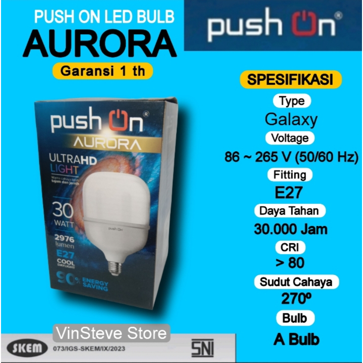 PUTIH CAHAYA Aurora 30 Watt Cool Daylight PUSH ON Led Lamp (White Light ...