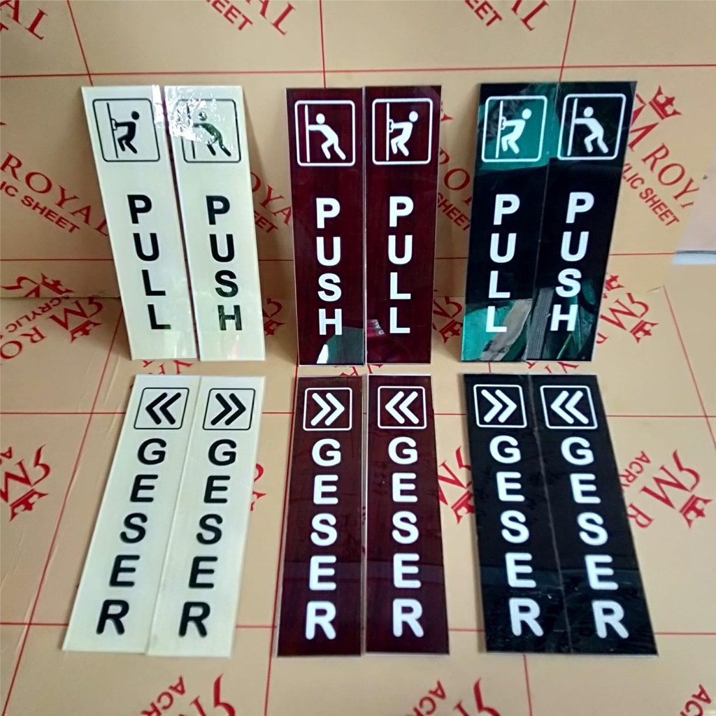 Acrylic, Pull Push STICKER, Slide Right Left, Suitable for cafes (Get 2 ...