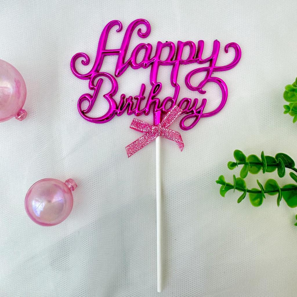 Bj - HBD Cake Topper Embossed Happy Birthday 3-color Birthday Cake ...