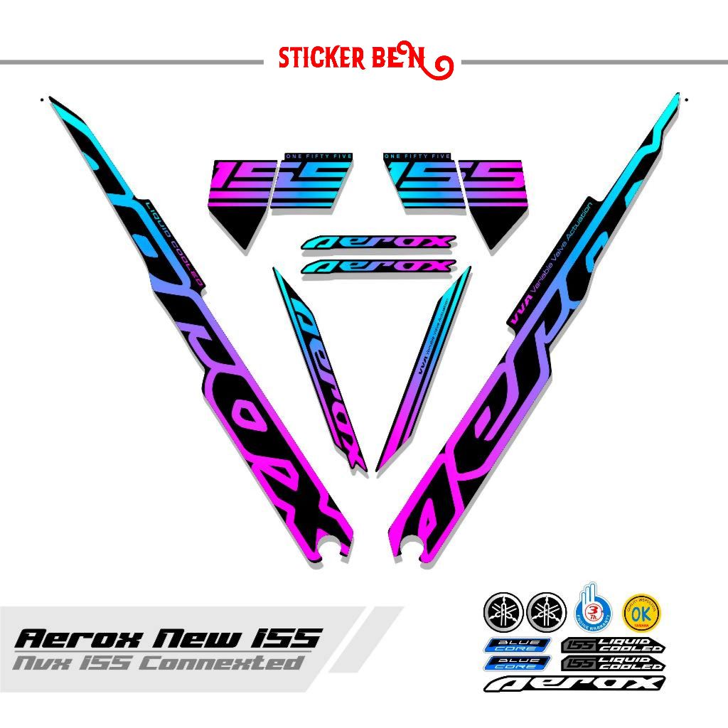 HITAM Striping AEROX 155 NEW CONNECTED MOTIF 20/COMBO COLOR/Basic Black ...