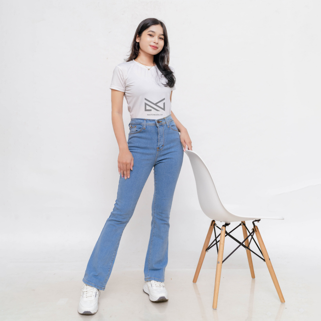 Manomara.id Jeans For Women Jumbo Highwaist Loose Premium Stretch Denim ...