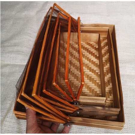 JOGJA CRAFT - SQUARE BAMBOO SERVING HOOD SET (CONTAINS 3) BAMBOO WOVEN ...