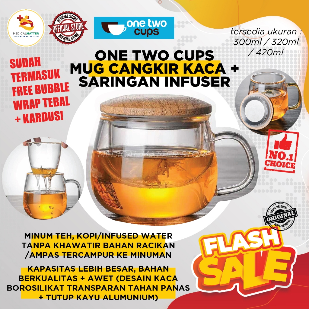 One Two Cups Mug Coffee Tea Cup Set Strainer Infuser Wooden Lid ...