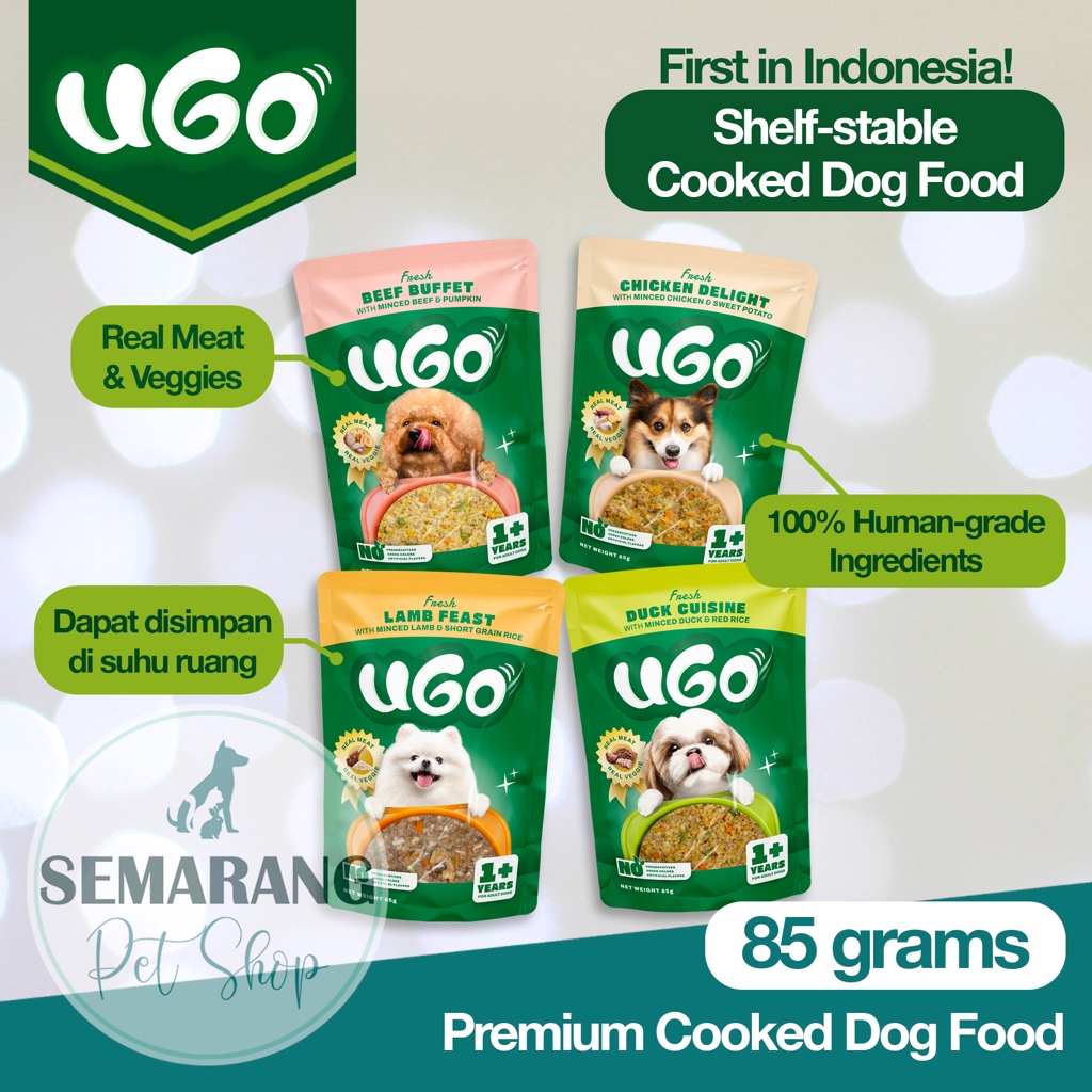 Cooked Dog Food UGO Duck Beef Chicken Lamb 85gr | Wet Dog Food/Wet ...