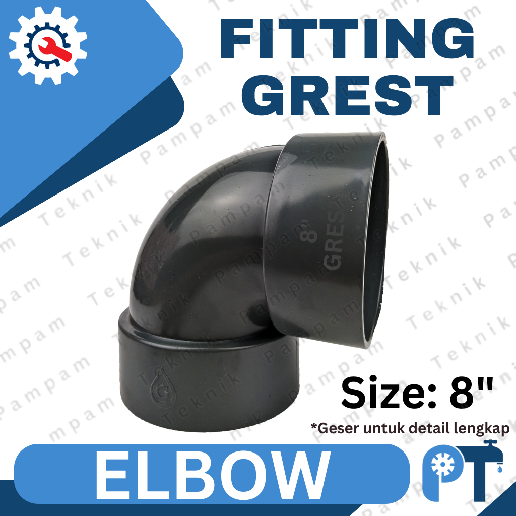 Elbow 8 inch Grest - Knee 8 Grest Knie plain 8in pvc pipe keni ...