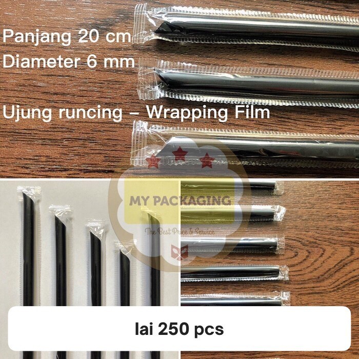 250pcs per pack Sterile Straws Wrapped in Straight Pointed Plastic 6mm ...