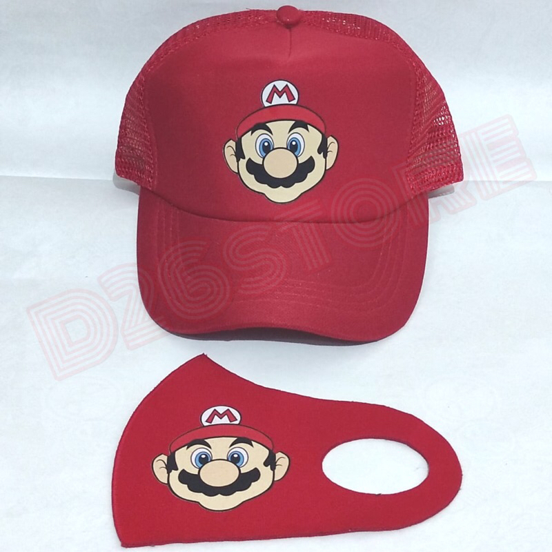Mario Bros hat+trucker hat Net Mask Super Mario Mustache Face Super ...