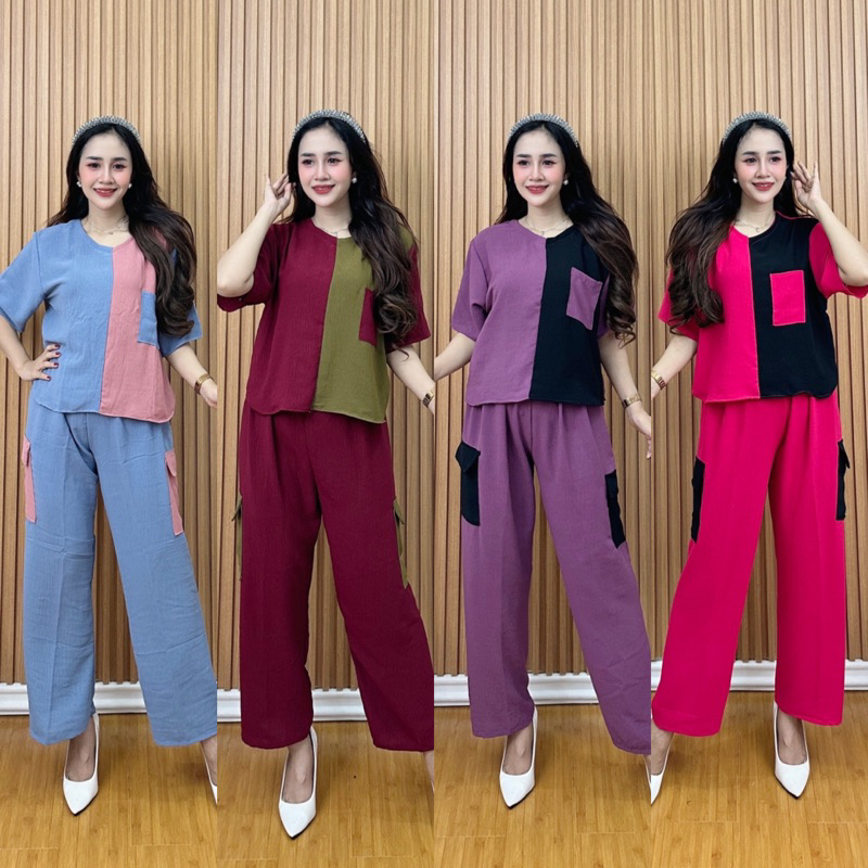 Two COLOR COMBINATION SHORT CARGO ONESET/TWO COLOR COMBINATION CARGO SET | Shopee Malaysia