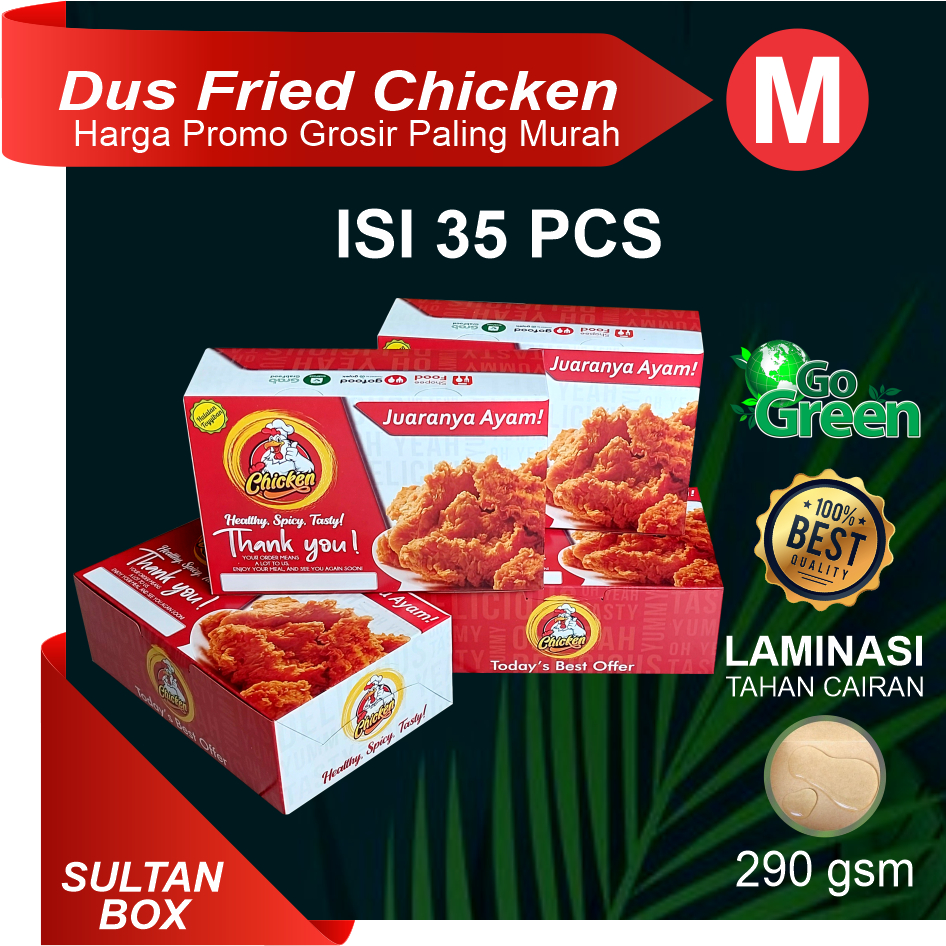 35 pcs Fried Chicken Box / Fried Chicken Box / Fried Chicken Cardboard ...