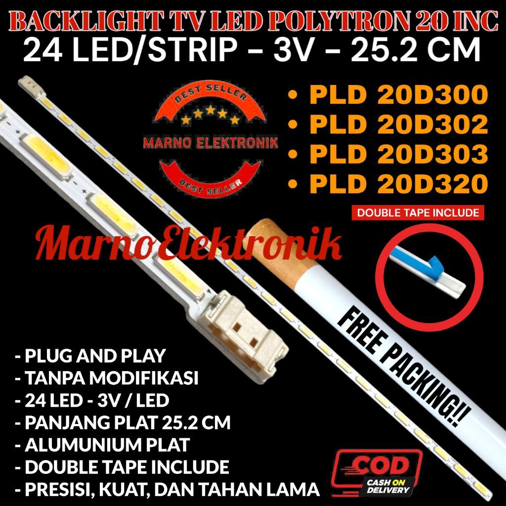 Polytron LED TV BACKLIGHT 20 INC INCH PLD20D300 PLD20D302 PLD20D303 ...