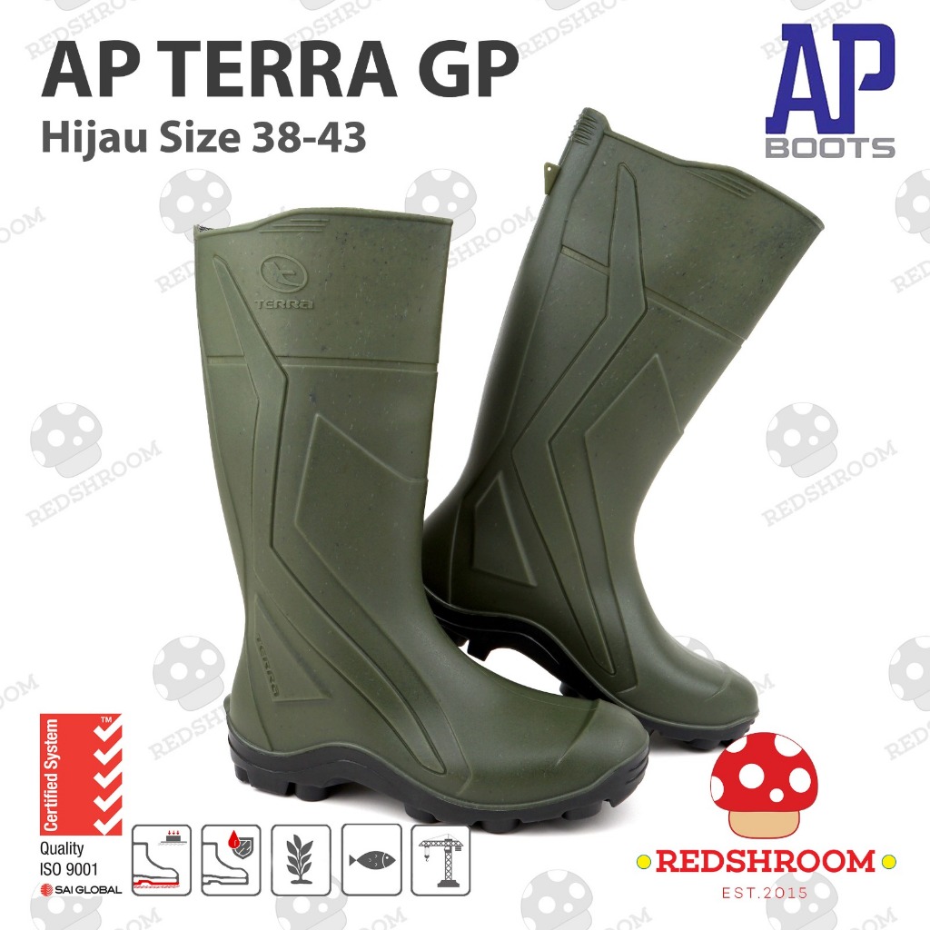 LOKAL HIJAU TERRA GP Green High BOOTS AP BOOTS Anti-Slip Water Flexible ...