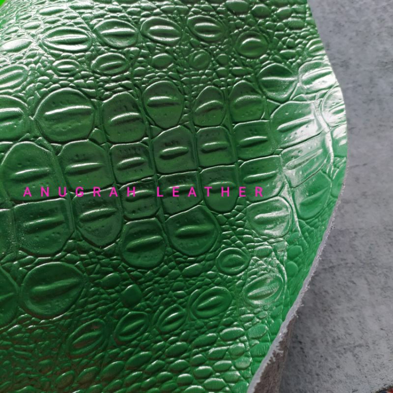 HIJAU Genuine Cowhide Embossed Sheet with Green Croco Motif | Shopee ...