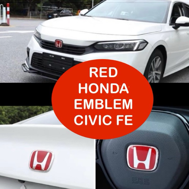 MERAH Red Emblem Honda Honda New Civic RS turbo FE gen11 Red logo TypeR ...