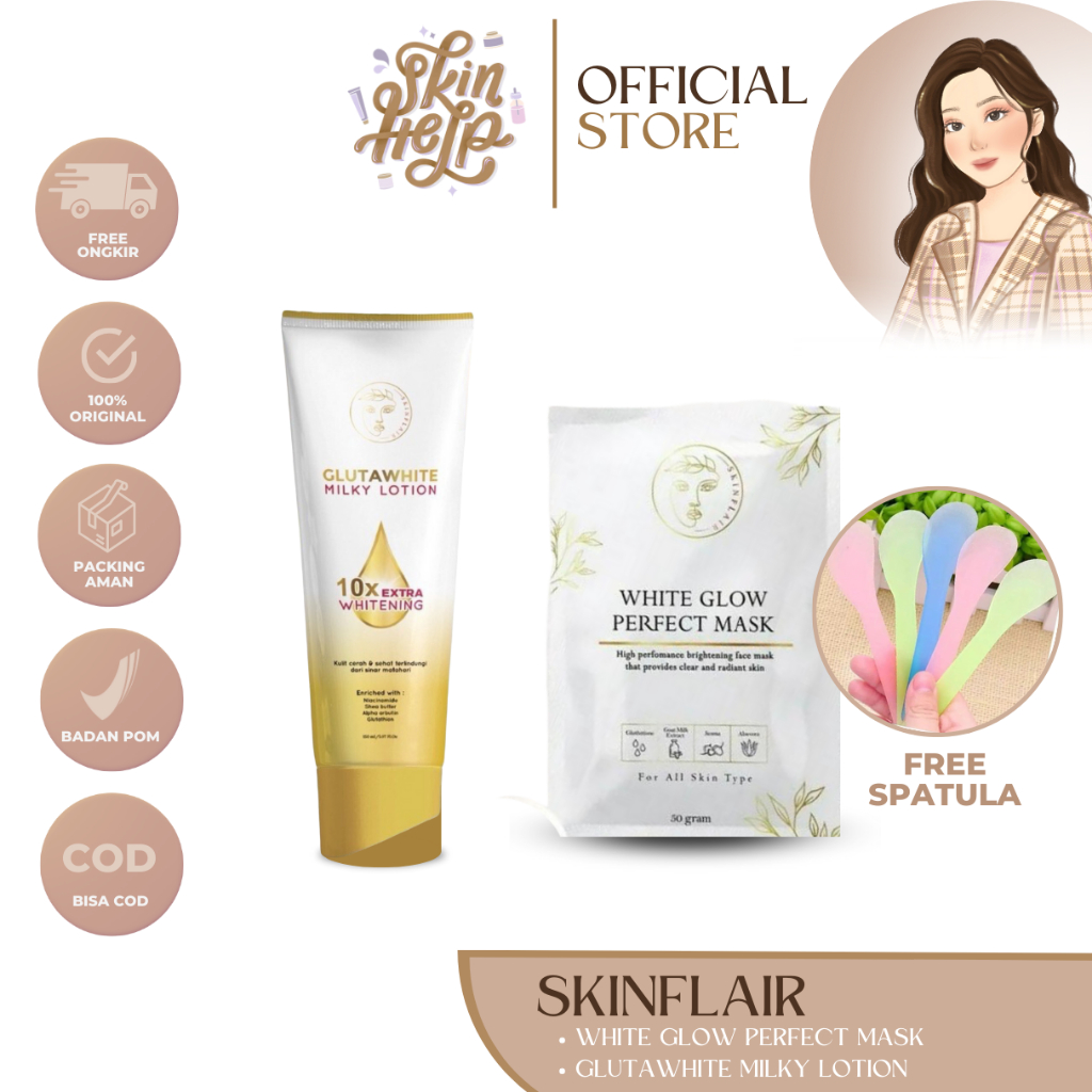 Ready! Skinflair WHITE GLOW PERFECT MASK POWDER (FREE SPATULA ...