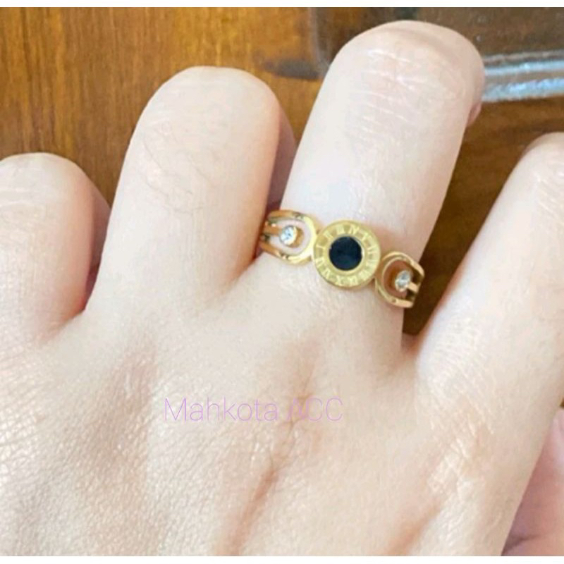 HITAM Black GOLD ROMAN TITANIUM RING RGS42/3 | Shopee Malaysia