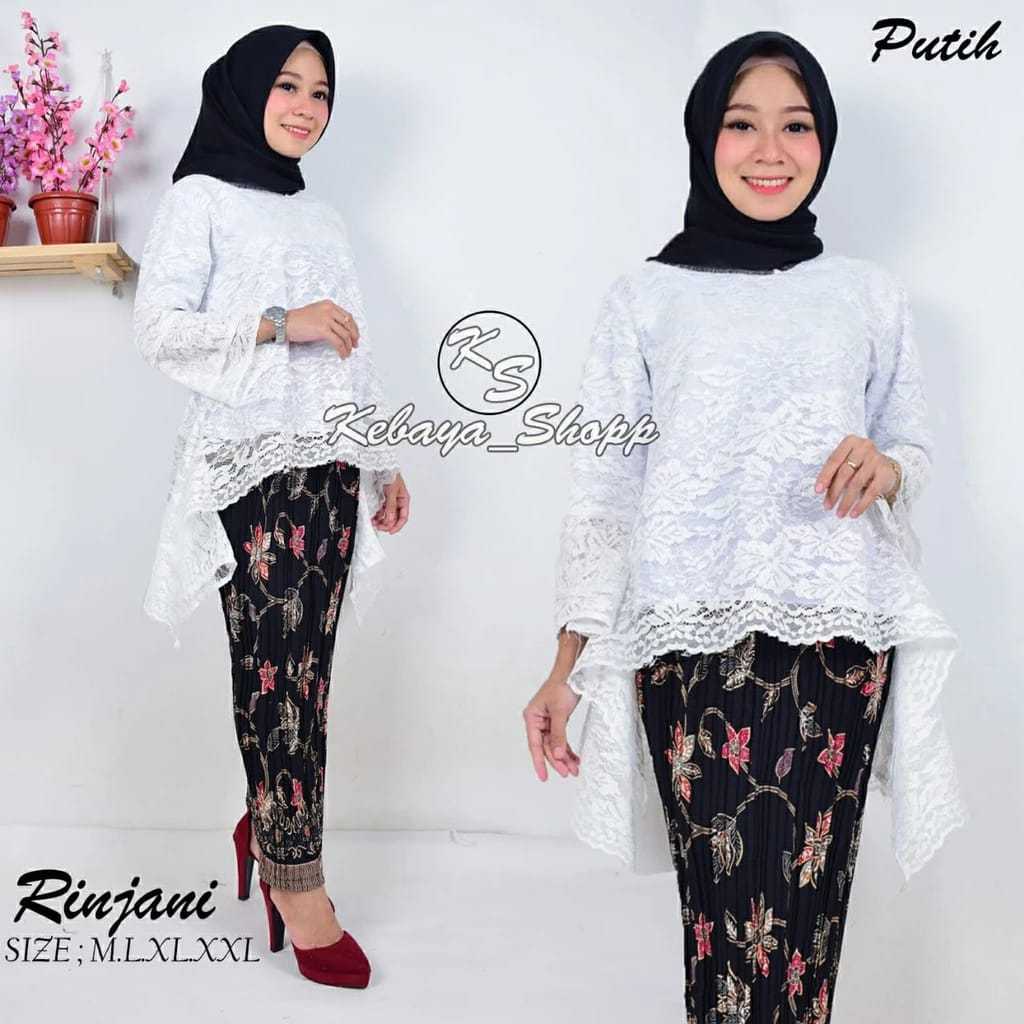 PUTIH Kebayashopp rinjani brukat kebaya suit mix white plisket skirt ...