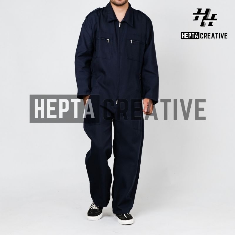 Plain COVERALL NAVY Long Sleeve WEARPACK Plain JUMPSUIT Mechanic Shirt ...