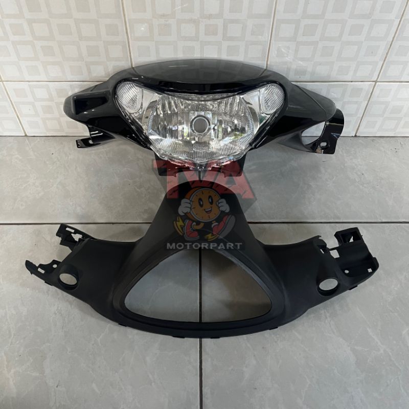 HITAM Yamaha MIO NEW SMILE Black Front And Back Head Shell PLUS ...
