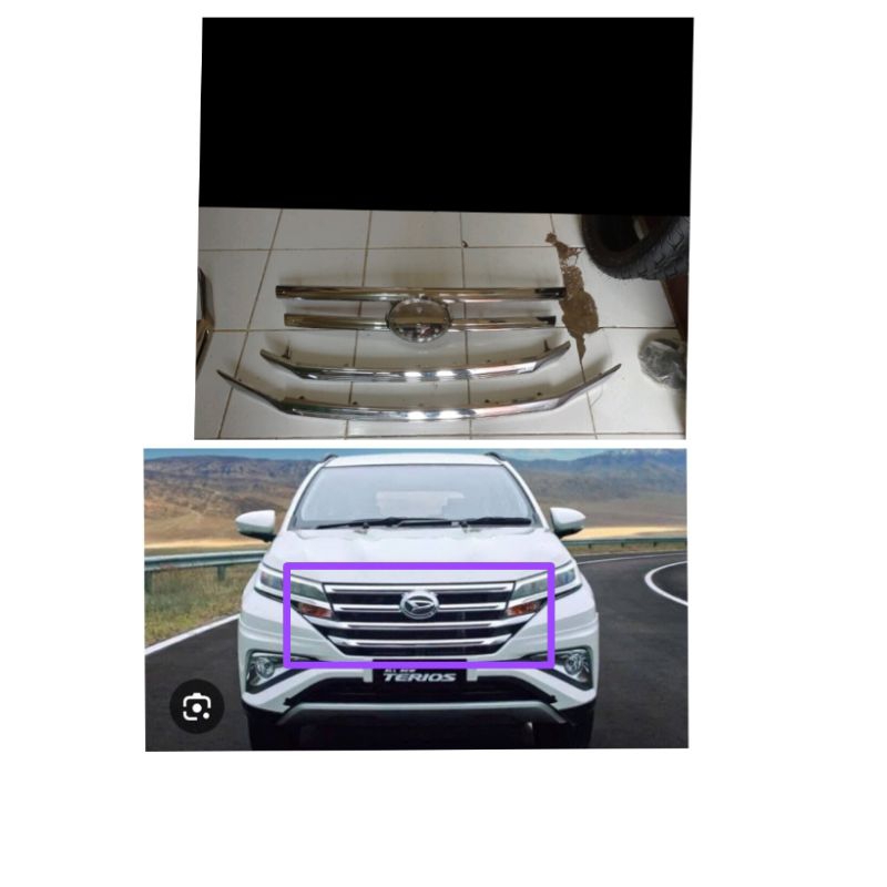 Molding list grill rush terios 2018-2023 full crhome original | Shopee ...