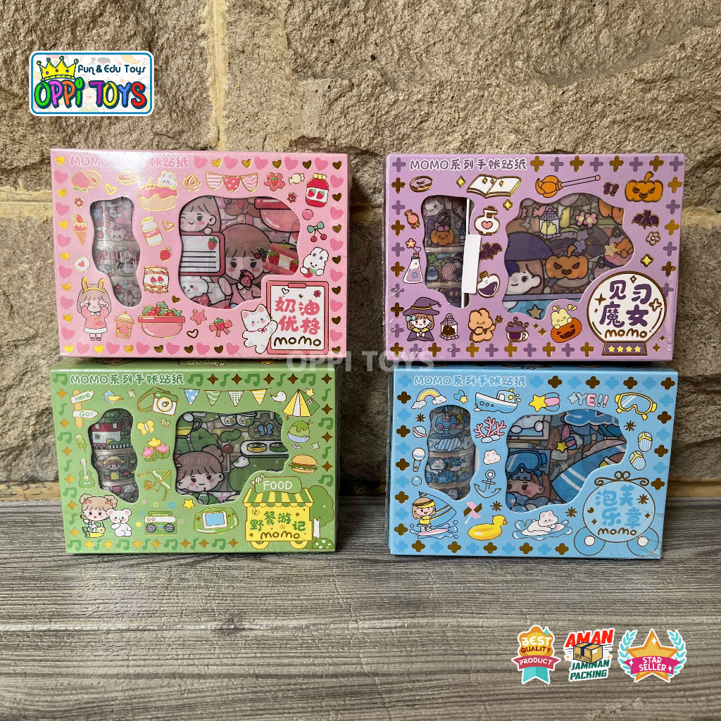 Sticker Box Roll Momo Sticker Waterproof DIY Cute Scrapbook-Sticker ...