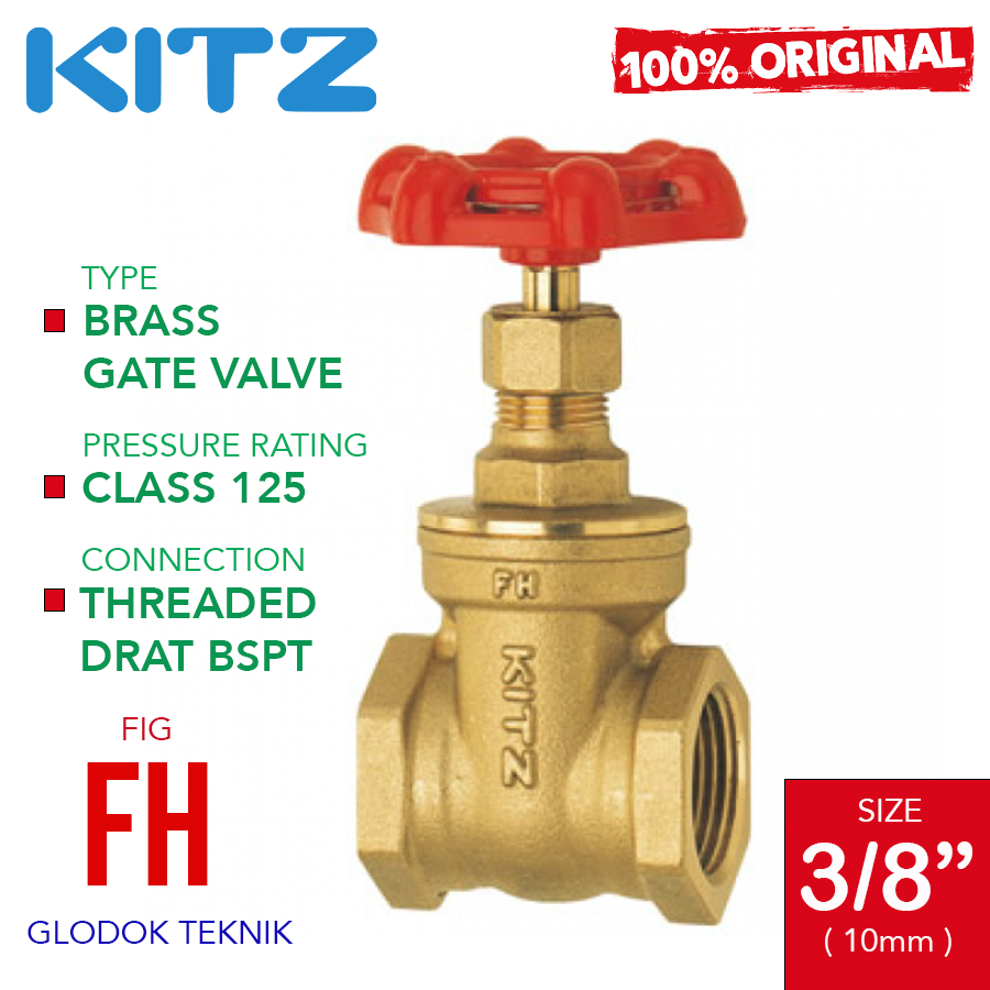 Stop Kran Gate Valve 3/8" KITZ Class 125 WOG Brass / Stop Keran ...