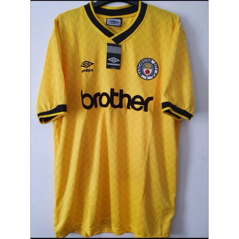 Man city third retro Jersey 89/90 Yellow Brother / Classicjersey ...