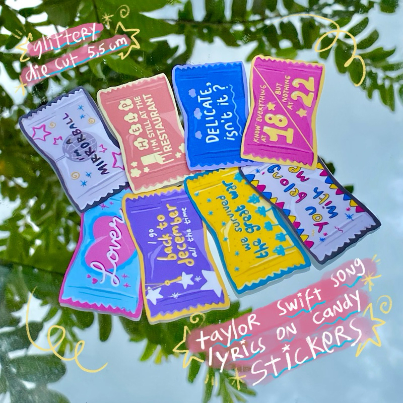 Taylor Swift Song Lyrics Candy Glitter Sticker | Taylor Swift Die-Cut ...