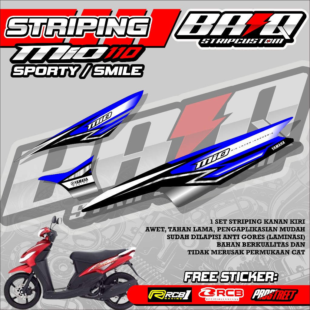 Sticker STRIPING MIO 110 SMILE/ - STRIPING MIO 110 SMILE/ MOTIF RACING ...