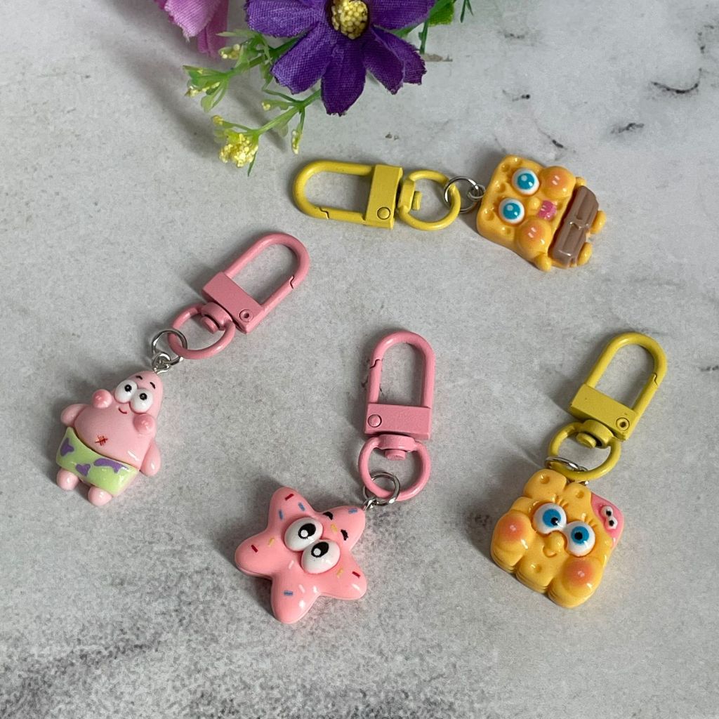GANTUNGAN Spongebob PATRICK resin Keychain Small SANRIO Sleepwear And ...