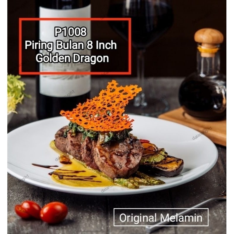 Original Melamine P1008 Golden Dragon 8 Inch Moon Plate | Shopee Malaysia